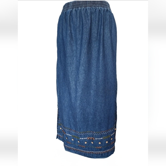 Original Ty Wear | Skirts | Original Ty Wear Denim Embroidered Modest ...